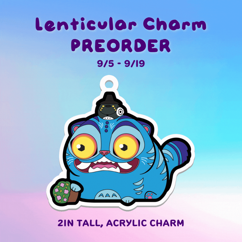 PREORDER: Chonk Derpy Tiger Planter Lenticular Charm – TealTeacup LLC