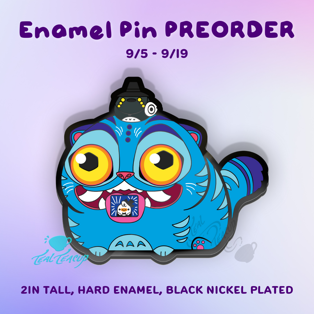 PREORDER: Chonk Derpy Tiger Invite Pin – TealTeacup LLC