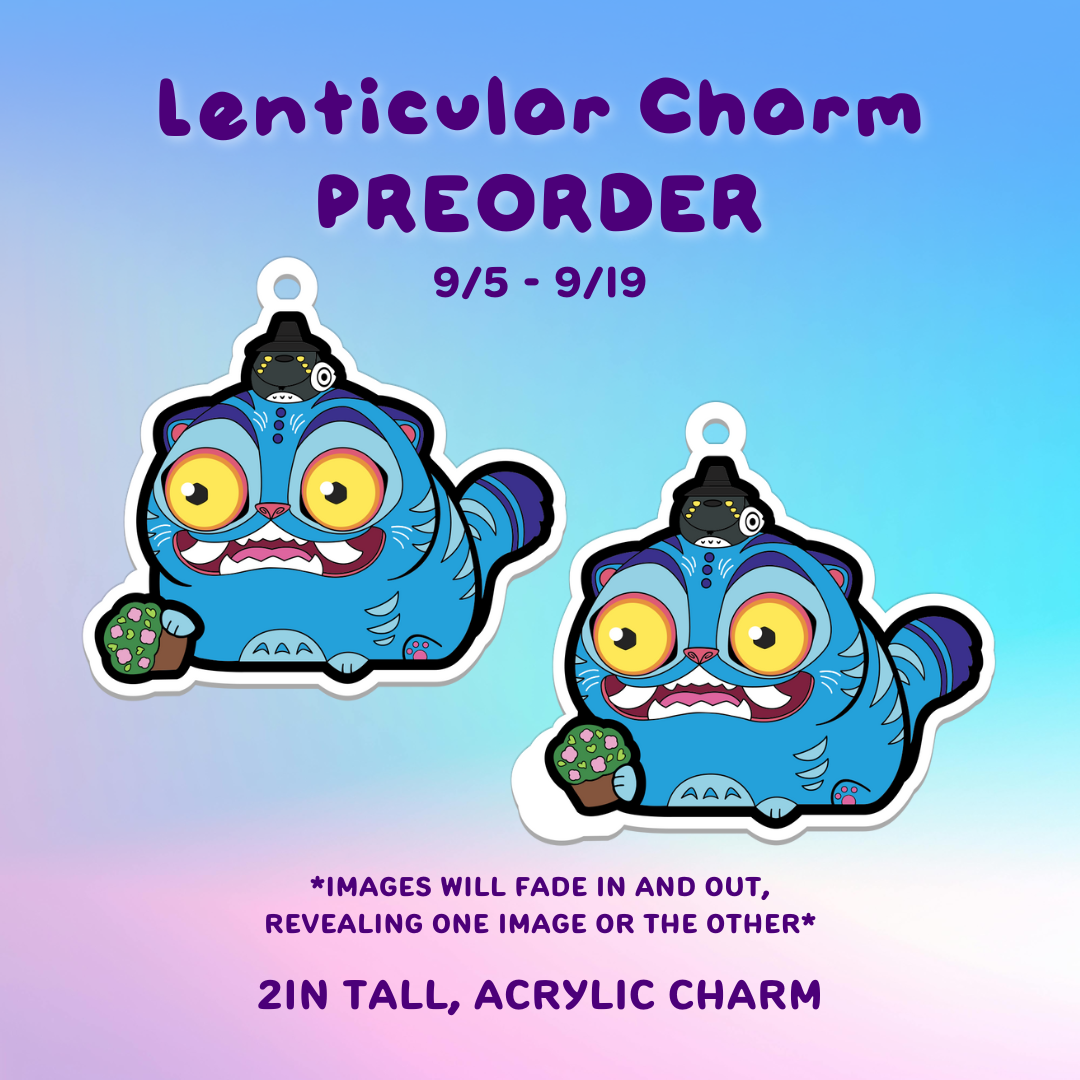 PREORDER: Chonk Derpy Tiger Planter Lenticular Charm – TealTeacup LLC