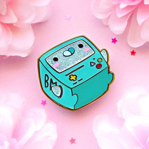 BMO Happy (Glitter Static) Pin - TealTeacup LLC