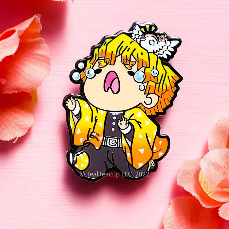 Zenitsu Running enamel Pin - Nezuko- kawaii- TealTeacup LLC