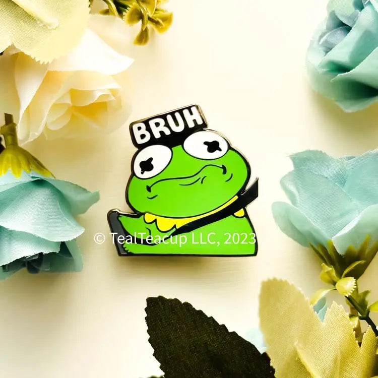 Kermit Bruh Frog Pin - enamel pin meme TealTeacup LLC