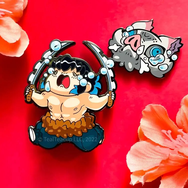Inosuke-Cry Pin (w/ Magnetic Mask) - TealTeacup LLC